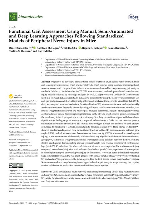 Pdf Functional Gait Assessment Using Manual Semi Automated And Deep