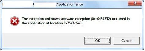 Application Error The Exception Unknown Software Exception Techyv