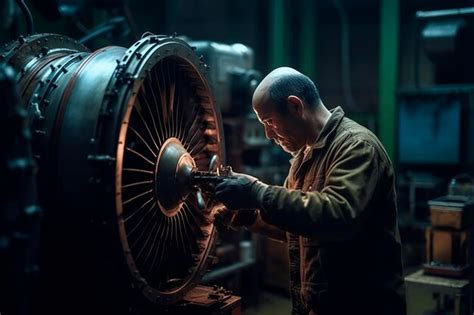 Premium Ai Image An Engineer Works With A Turbine Generative Ai