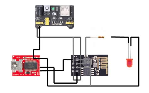 Rangkaian Modul WiFi ESP8266 01 Sebagai Webserver