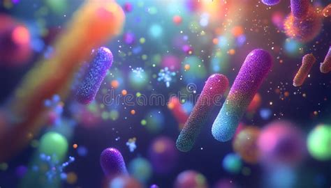 Microscopic View Of Diverse Microorganisms And Abstract Cellular Structures Under High Powered