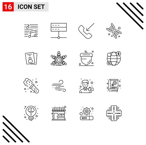 16 Universal Outline Signs Symbols Of Technology Dna Server Bio Outgoing Editable Vector Design