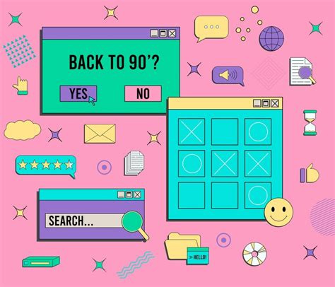 증기파 Ui 및 Ux 요소 집합 Pc 복고풍 게임 프레임 향수 스타일 70년대 80년대 90년대 프리미엄 벡터