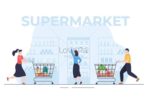 슈퍼마켓 쇼핑 만화 그림 일러스트 무료 다운로드 Lovepik