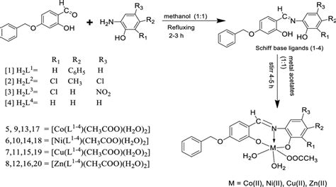 Scheme For Synthesis Of Schiff Base Ligands 14 And Their Coii