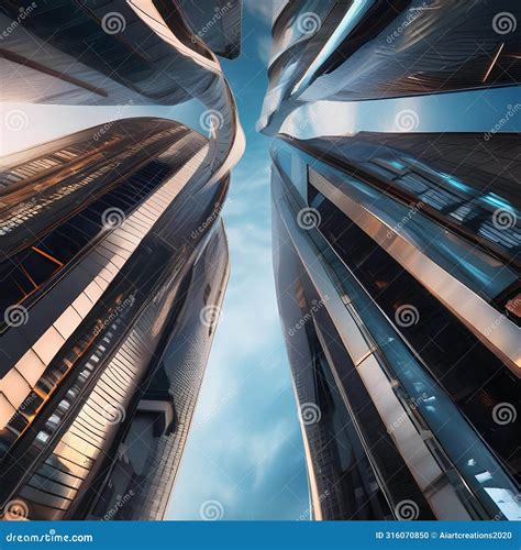 A Futuristic Cityscape With Buildings And Structures Bending And Twisting In A Surreal Manner