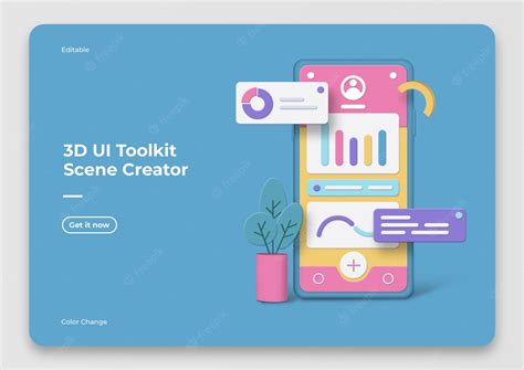 Premium Psd 3d Ui Toolkit Scene Creator Mockup