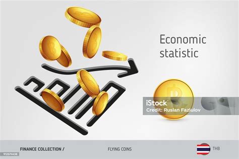 태국 바트 동전 금융 개념 비행 통계 차트 아이콘 인쇄 웹 사이트 웹 디자인 모바일 애플 리 케이 션 인포 그래픽에 대 한 벡터 일러스트 0명에 대한 스톡 벡터 아트 및