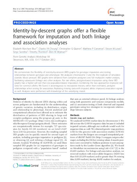Pdf Identity By Descent Graphs Offer A Flexible Framework For Imputation And Both Linkage And