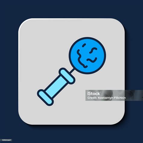 돋보기 아이콘 아래에 채워진 윤곽선 미생물은 파란색 배경에 분리되어 있다 박테리아와 세균 세포암 미생물 바이러스 곰팡이 벡터 가득 찬에 대한 스톡 벡터 아트 및 기타 이미지