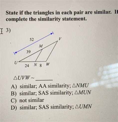 Solved State If The Triangles In Each Pair Are Similar If Complete The Similarity Statement Ⅰ