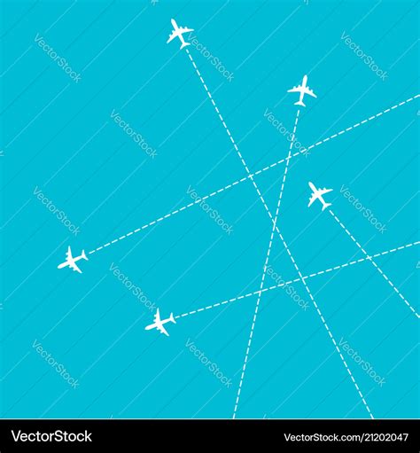 Plane With Dashed Path Lines Airplane Flight Vector Image