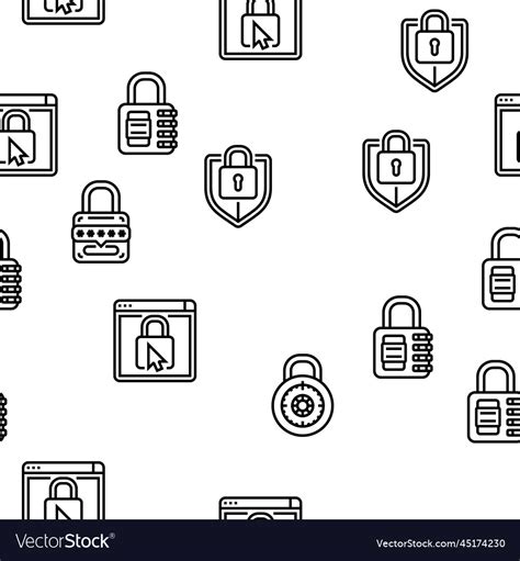 Padlock Lock Safe Password Key Seamless Royalty Free Vector