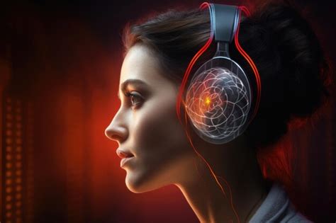 Premium Photo Young Womans Hearing Test With Sound Wave Simulation