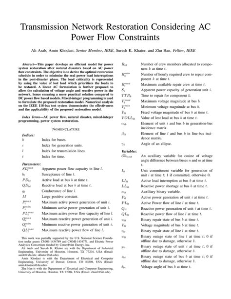 Transmission Network Restoration Considering Ac Power Flow