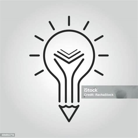 크리에이 티브 교육 아이콘입니다 라이트 전구 연필과 책 기호입니다 벡터 일러스트입니다 개념과 주제에 대한 스톡 벡터 아트 및