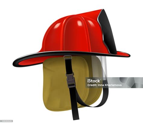 소방관 헬멧 또는 소방관 모자는 흰색 배경에 고립되어 있습니다 사실적인 3d 벡터 일러스트 레이 션은 흰색 배경에 고립되어 있습니다 소방관 장비 보호 및 안전을 위한 빨간
