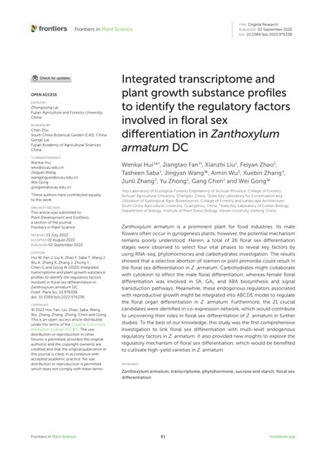 Pdf Integrated Transcriptome And Plant Growth Substance Profiles To