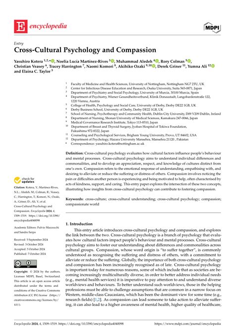 Pdf Cross Cultural Psychology And Compassion
