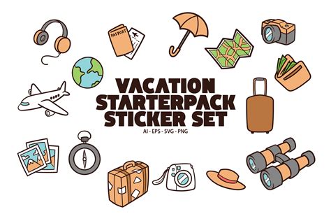 Vacation Starterpack Sticker Set Graphic By Libersla · Creative Fabrica