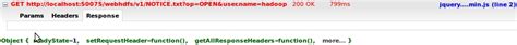 Hadoop Webhdfs Return Empty Response For Jquery But Not In Curl