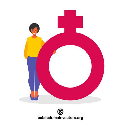 Young Woman And Female Gender Sign Public Domain Vectors