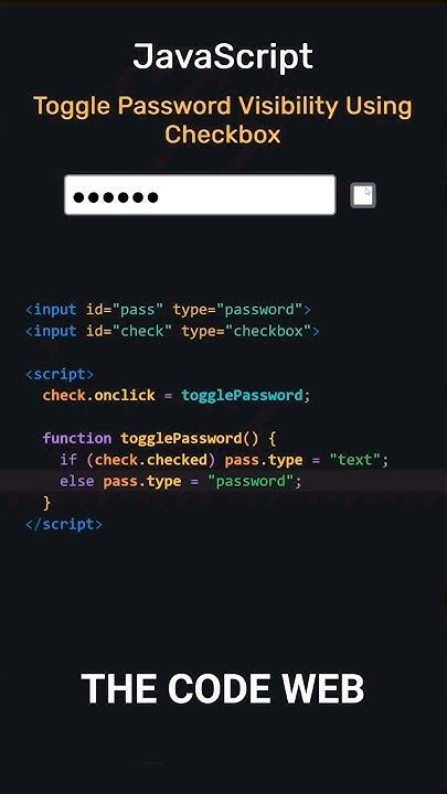 Toggle Your Password👀 Visibility In Javascript Using A Checkboxshorts Javascript Youtube