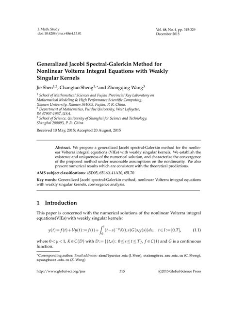 Global Science Press Generalized Jacobi Spectral Galerkin Method For