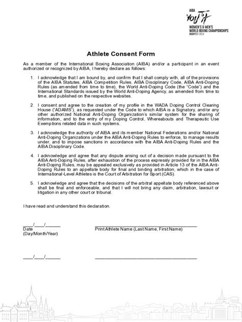 Fillable Online Anti Doping Consent Form Fax Email Print Pdffiller