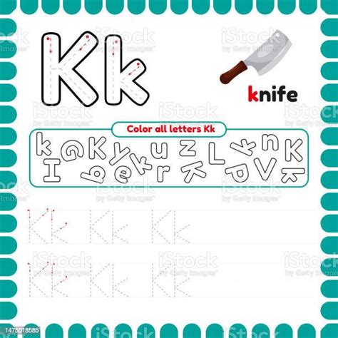 알파벳 추적 문자가있는 워크 시트 쓰기 연습 편지 k 0명에 대한 스톡 벡터 아트 및 기타 이미지 0명 교습 교육