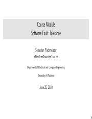Software Fault Tolerance Prelecture Pdf Course Module Software Fault
