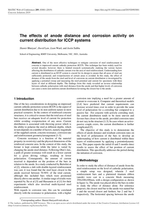 Pdf The Effects Of Anode Distance And Corrosion Activity On Current Distribution For Iccp Systems