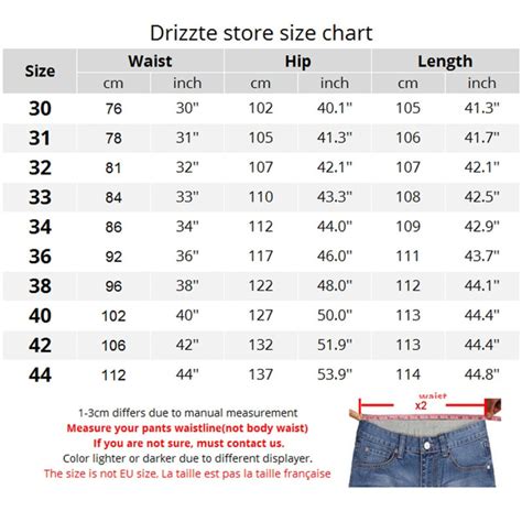 Us Jeans Size Chart Conversion