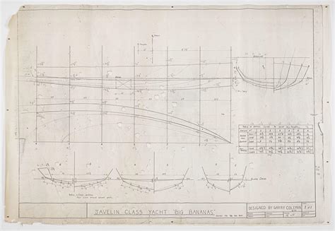 Plan Javelin Class Yacht Big Bananas New Zealand Maritime Museum