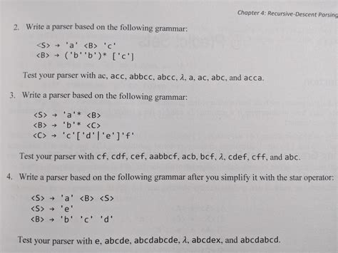 Chapter 4 Recursive Descent Parsing 2 Write A