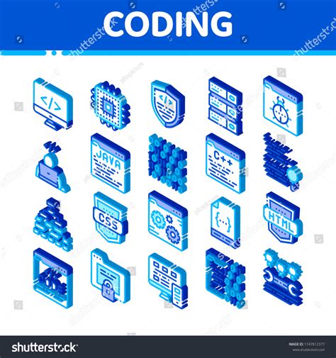 Coding System Vector Icons Set Binary Stock Vector Royalty Free 1747812377 Shutterstock