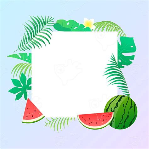 수박과 열대나뭇잎 Panda 네이버 Ogq마켓