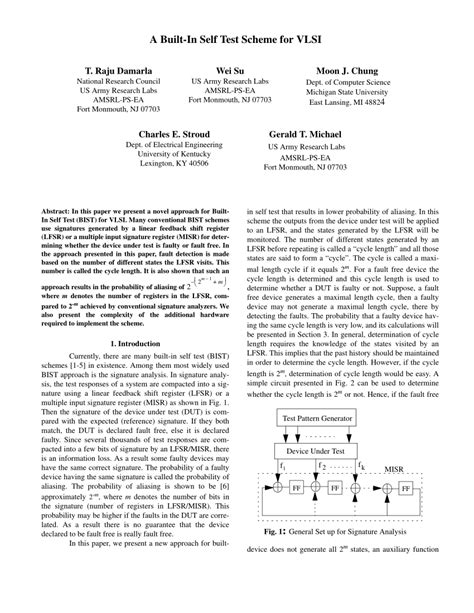 Pdf A Built In Self Test Scheme For Vlsi