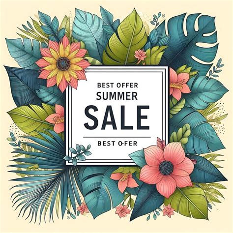 Low Poly Rectangle Frame Palm Leaves Green Summer Tropical Polygonal