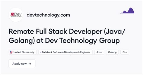 dev technology group hiring full stack developer java golang remote work from home himalayas