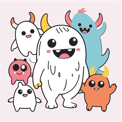 어린이 책 터 일러스트를 위한 귀여운 괴물 프리미엄 벡터