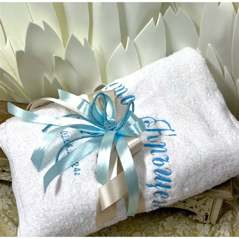 Хавлия за кръщене със синя бродерия КРЪЩЕНЕ