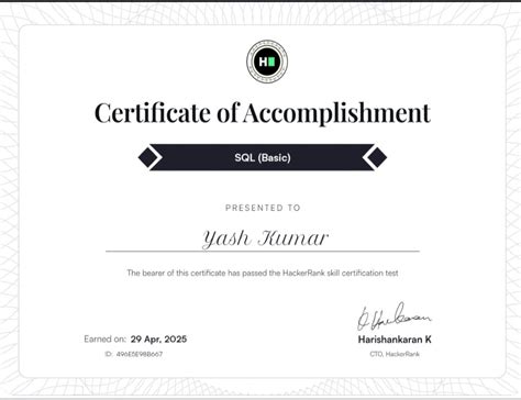 🎉🎉thrilled To Share That Ive Successfully Completed The Sql Basic Certification On Hackerrank