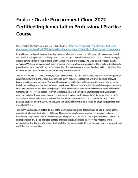 Ppt Explore Oracle Procurement Cloud 2022 Certified Implementation Professional Prac