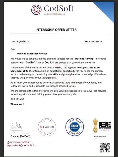 Manisha Gholap On Linkedin Internship2023 Codesoft Excitedtolearn