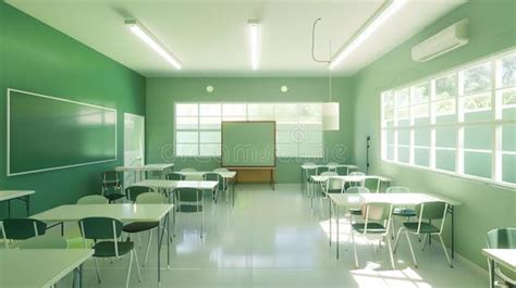 Generative Ai Classroom Schoolinterior Of Clean Spacious Classroom Ready For New School Year