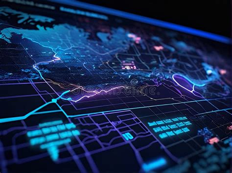 Futuristic World Map Displaying Digital Network Connections And Data Visualization Stock Image