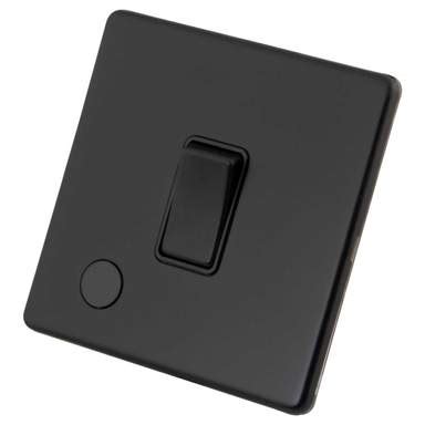 M2 Decorative Screwless 20A DP Switch With Flex Outlet Black Insert Painted Matt Black 6582 052
