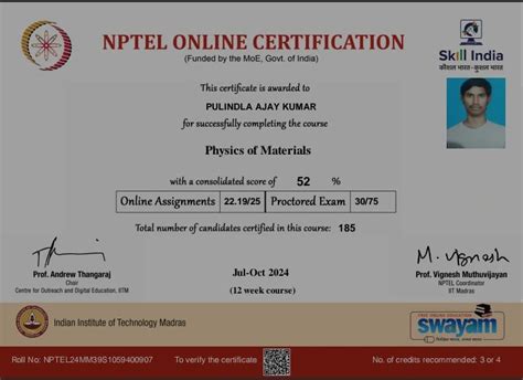 pulindla ajay kumar on linkedin thrilled to share my nptel certificate in first attempt i