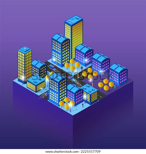 도시기반시설의 네온 자외선에 관한 야간 도시 스톡 일러스트 2225557709 Shutterstock